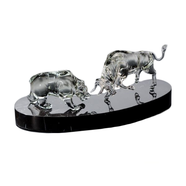 Bull & Bear Sculpture - crystal